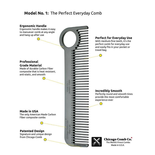 Chicago Comb Model 1 | Best Beard Comb | Lightweight & Anti-Static ...